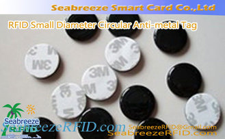 China RFID small diameter circular anti-metal tag, Crystal epoxy materials circular anti-metal tag, with 3M adhesive supplier