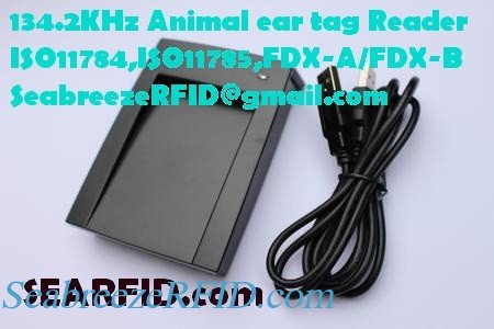 134.2KHz desktop Animal ear tag Reader, ISO11784, ISO11785, FDX-A, FDX-B protocol animal tag supplier