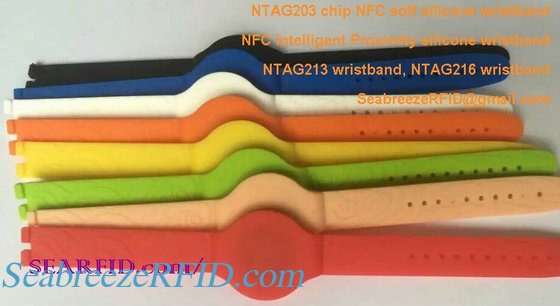 203 chip NFC silicone wristband, NFC intelligent Proximity soft silicone wristband, 213, 216 wristband supplier